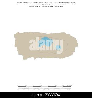 Anatahan Island in the Philippine Sea on a topographic, OSM ...