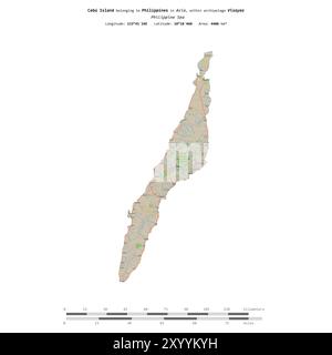 Cebu Island in the Philippine Sea on a colored elevation map Stock ...
