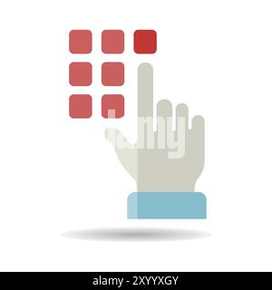 Hand finger entering pin code icon. Unlock and password symbol ...
