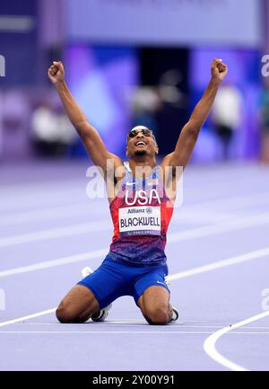 USA's Jaydin Blackwell celebrates winning gold in the Men's 400m T38 ...