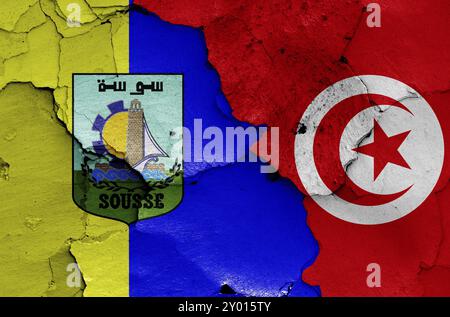 flags of Sousse and Tunisia painted on cracked wall Stock Photo - Alamy