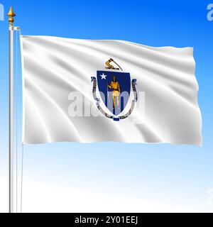 Flag of Massachusetts. Banner and patriotic symbol. Official colors ...