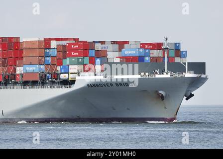 Containership Hannover Bridge inbound on 06.06.2008 off Cuxhaven IMO ...