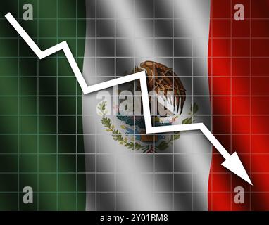 The Mexican flag and arrow graph going up Stock Photo - Alamy