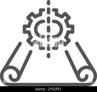 Technical process plan and blueprint drawing tool black icon Stock ...