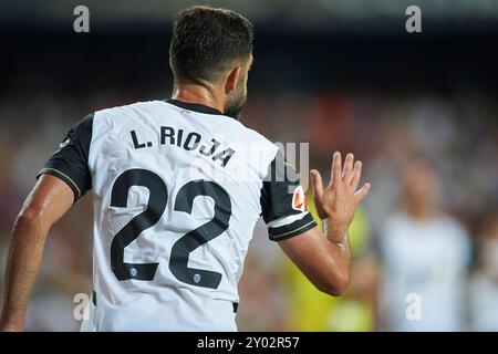 Luis Rioja of Valencia CF during the La Liga EA Sports match between FC ...