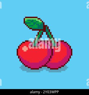 Cherry pixel art. Cherries 8 bit. pixelated Vector illustration Stock ...