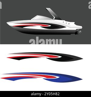 yacht ship wrapping sticker design vector. jet boat vinyl sticker Stock ...