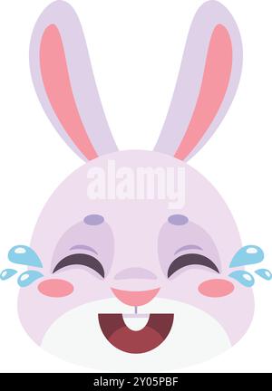 Cute White Rabbit with a Surprised Expression Vector Illustration ...