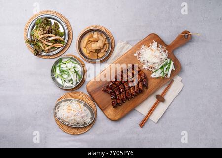 Pork ribs, sweet taste, grilled salt, spicy, Korean food, side dishes ...