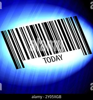 Today - barcode with blue Background Stock Photo - Alamy