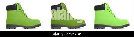 Three multicolored boot. Side view. Isolated on white background Stock ...