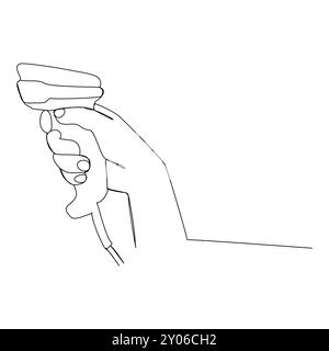 Continuous one line drawing retail barcode scanner Single line draw ...