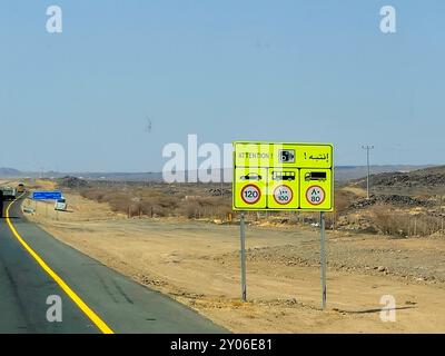 Speed limit signboard for different types of vehicles at Mecca Medina ...