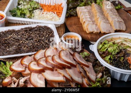 Jokbal, bossam, Korean food, braised pork, makguksu, hwangtae, slush ...