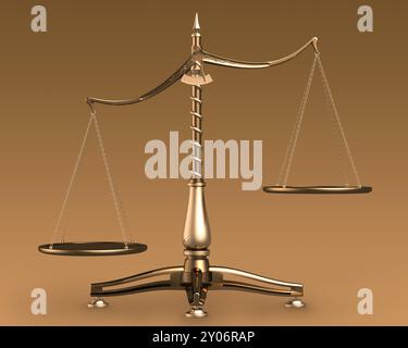Big brass empty scales unbalanced conceptual isolated on white ...