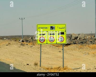 Speed limit signboard for different types of vehicles at Mecca Medina ...