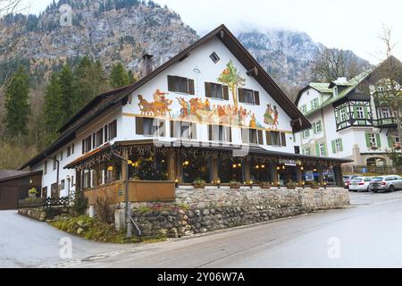 Fussen, Germany - December 27, 2016: Beautiful painted traditional ...