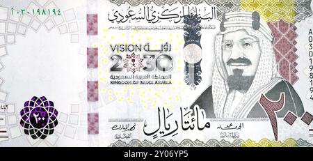 the obverse side of 200 SAR two hundred Saudi Arabian riyals banknote ...