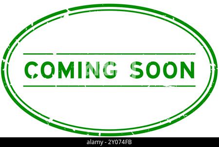 Grunge green coming soon word rubber seal stamp on white background ...