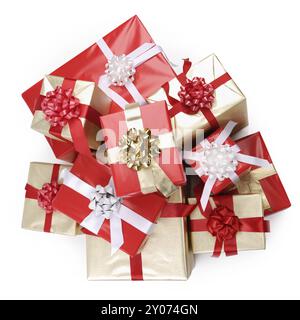 Christmas gift boxes isolated on white Stock Photo - Alamy