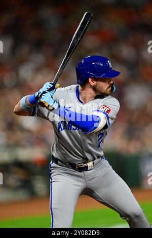 Kansas City Royals' Nick Loftin celebrates on second after hitting a ...