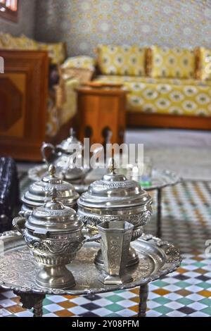AGADIR, MOROCCO, OCT 1, 2016: Traditional Moroccan interior design ...