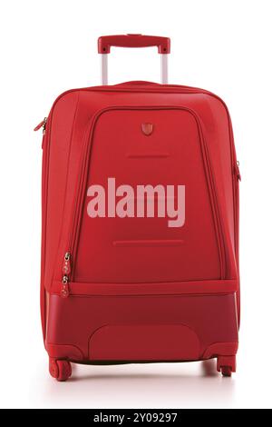 Red suitcase isolated on the white background Stock Photo - Alamy