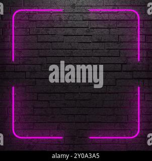 Realistic neon sign of frame with square colorful shape for template ...