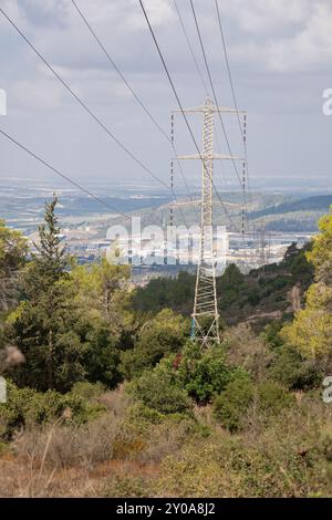 Electrical power lines in Israel Stock Photo - Alamy