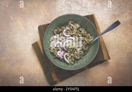 Jonjoli, Colchian klekachka, jonjoli salad, with red onion and butter ...