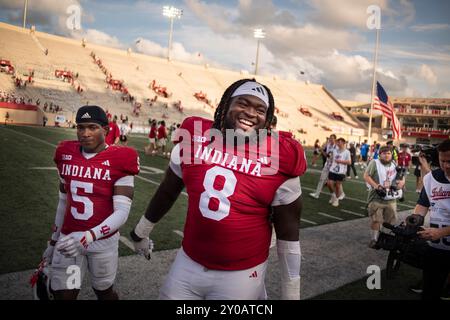 Indiana running back Kaelon Black (8) celebrates with teammates after ...