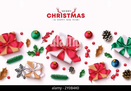 Christmas greeting vector background design. Merry christmas text with ...