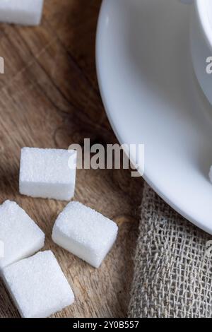 White sugar made from beetroot, cubes of white beet sugar close-up ...