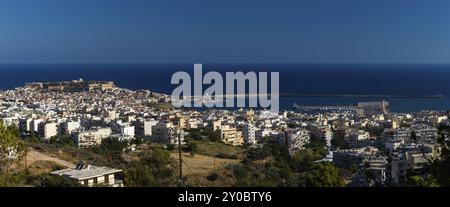 The harbour area & lighthouse at Rethymnon, Crete,Greece where fishing ...