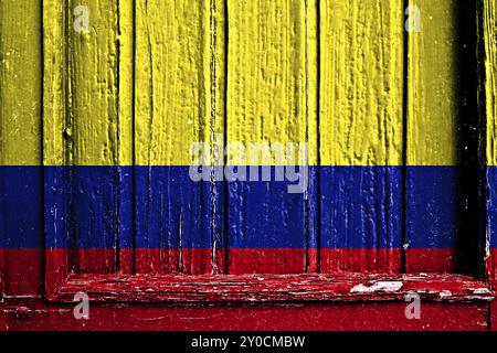 flag of colombia painted on a wooden frame Stock Photo - Alamy
