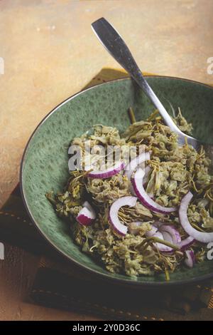 Jonjoli, Colchian klekachka, jonjoli salad, with red onion and butter ...