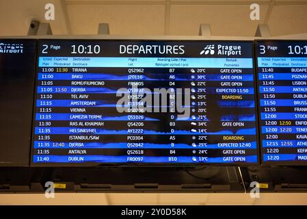 Electronic flight information display at Vaclav Havel Airport Prague ...