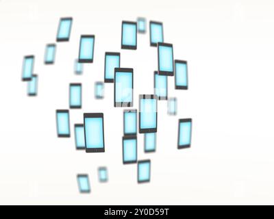 Floating smart phones Stock Photo - Alamy