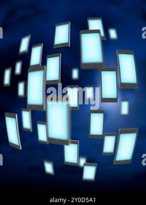 Floating smart phones Stock Photo - Alamy