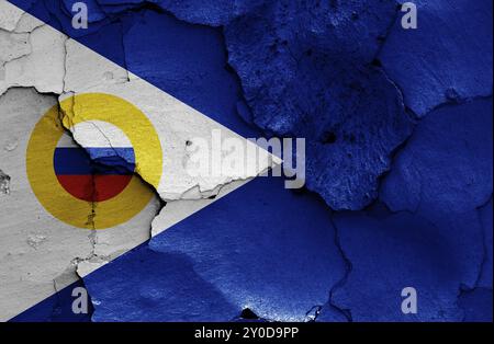 flag of Chukotka Autonomous Okrug painted on cracked wall Stock Photo ...