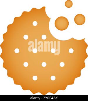 Silhouette of bitten cracker with crumbs. Sweet or salty biscuit cookie ...