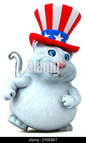Fun 3D cartoon cat with an uncle sam hat Stock Photo - Alamy