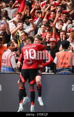 Alejandro Garnacho celebrates scoring the opening goal for Manchester ...