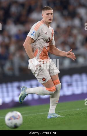 Artem Dovbyk of A.S. Roma is in action during the friendly match ...