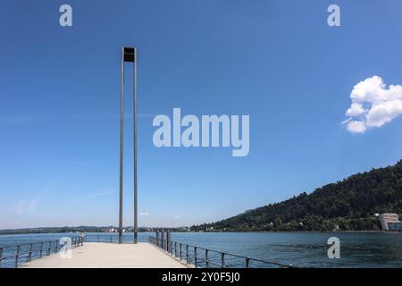 Bregenz harbor entrance, Austria on Lake Constance in summertime Stock ...