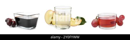 Different types of vinegar isolated on white, set Stock Photo - Alamy