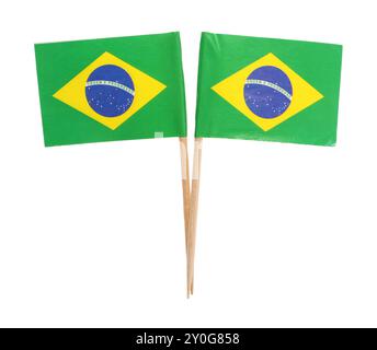 Small national flags of the Brazil on a white background Stock Photo ...
