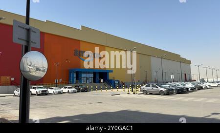 Riyadh, Saudi Arabia, August 5 2024. Amazon warehouse building the most ...