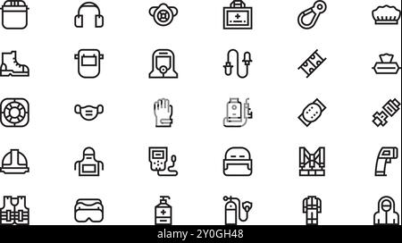 personal protective equipment ppe icons set vector Stock Vector Image ...
